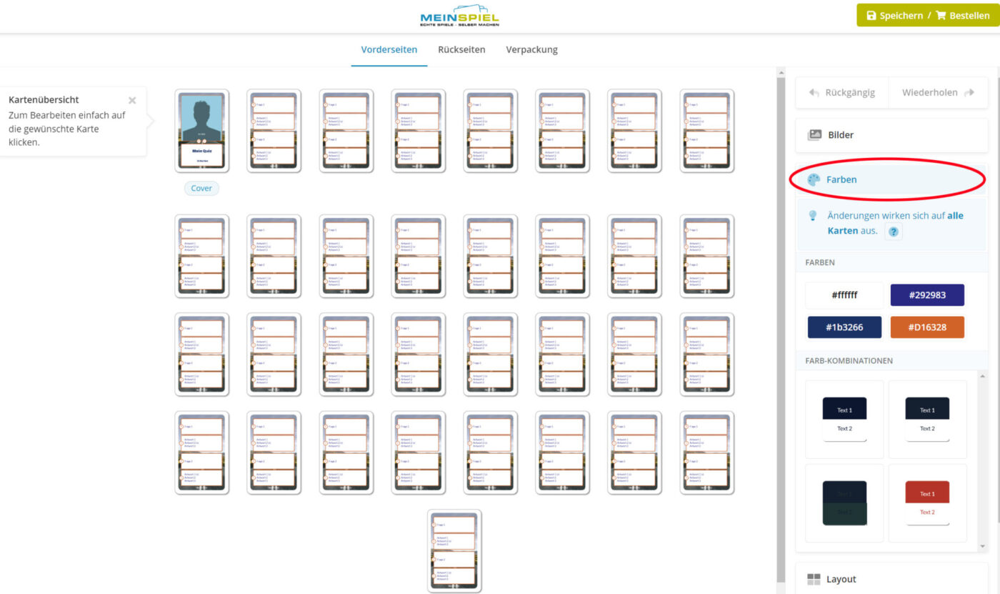 Gestaltung Individuelle Quiz-Karten - MeinSpiel.de