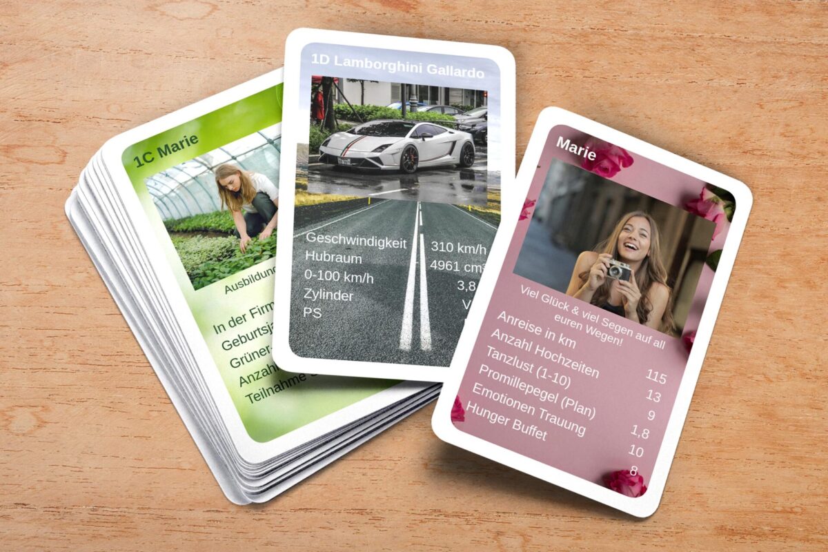 Quartett-Karten mit eigenen Fotos gestalten und drucken